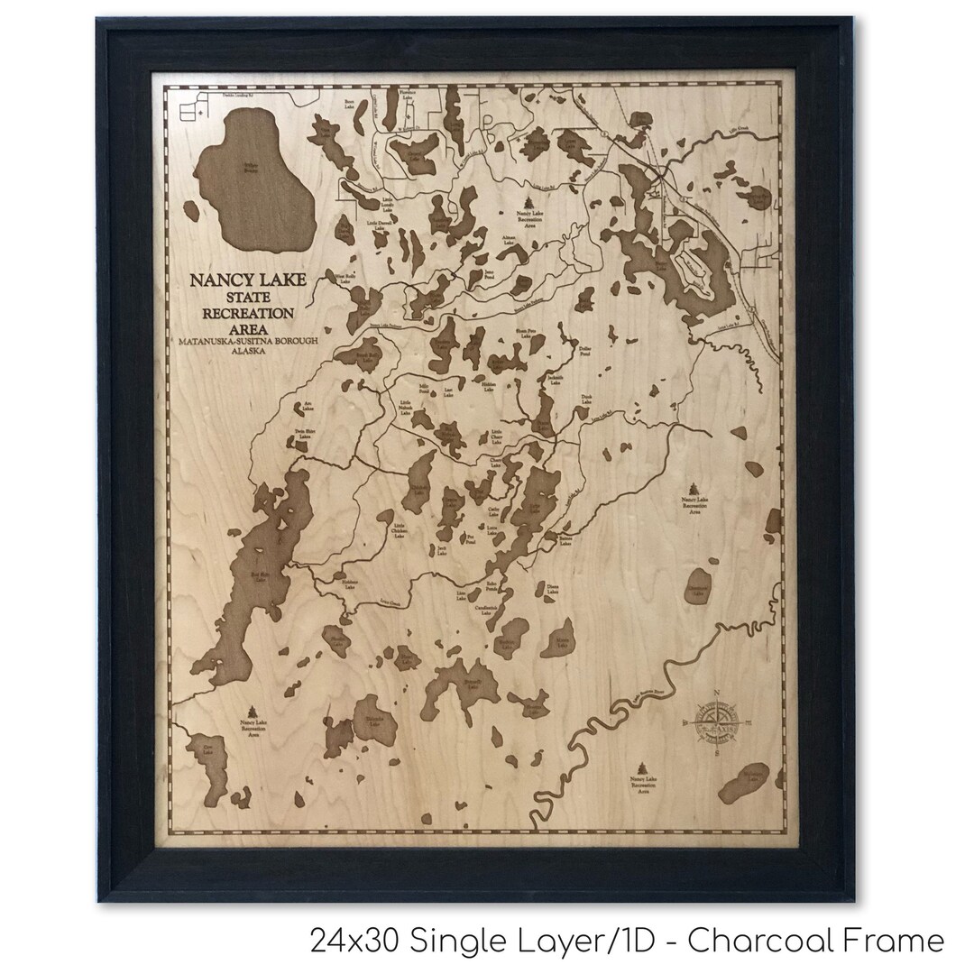 Nancy Lake Recreation Area Map, Custom Lake Art, 3D Wall Art, Contour ...