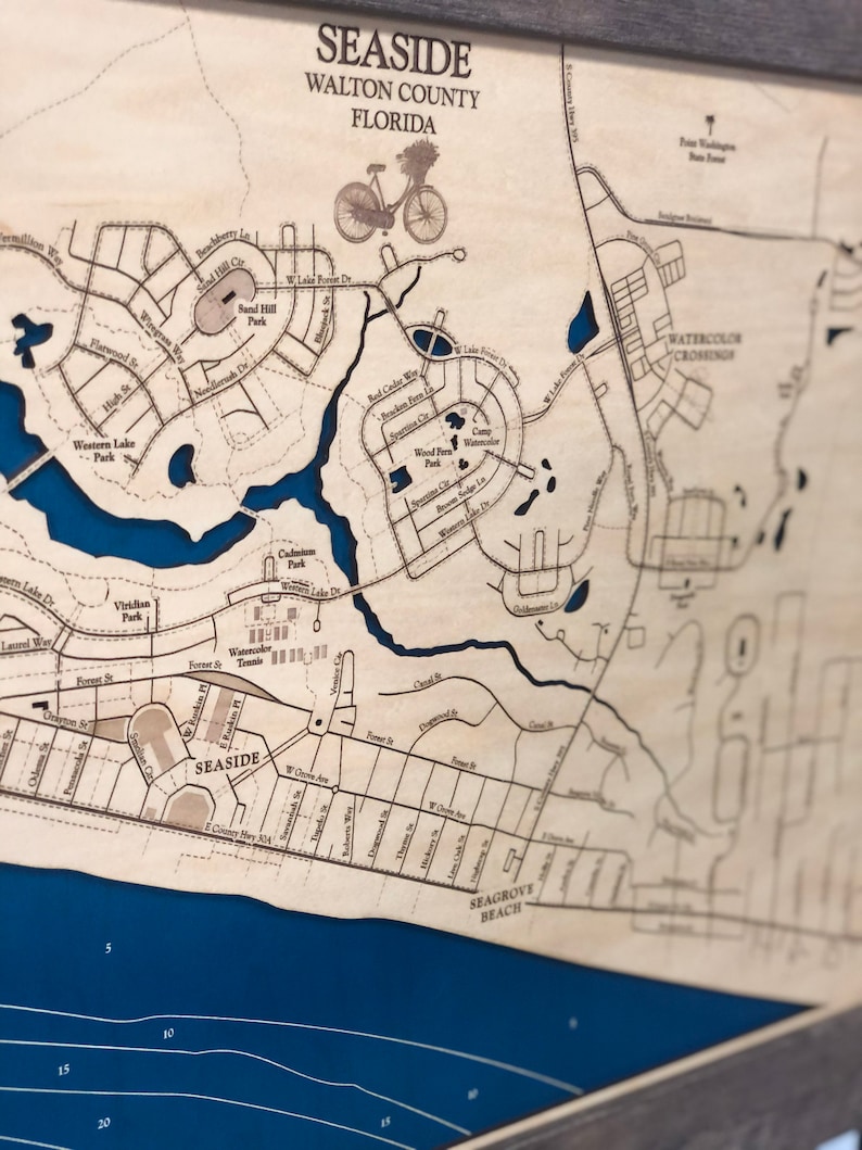 Seaside Florida Map Custom Wood Map Florida Art Panhandle - Etsy