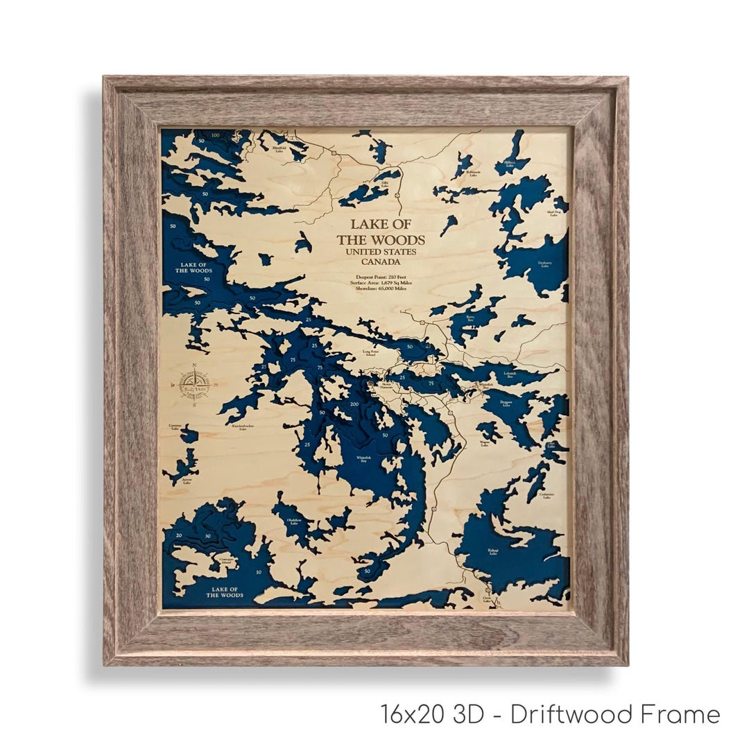 Sioux Narrows Map, Lake of the Woods Map, LOTW, Wood Lake Map, Lake Art ...