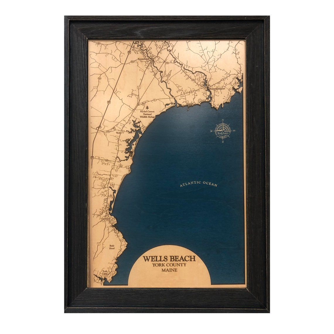 Wells Beach Map Maine Coast Map Custom Maine Map Beach | Etsy