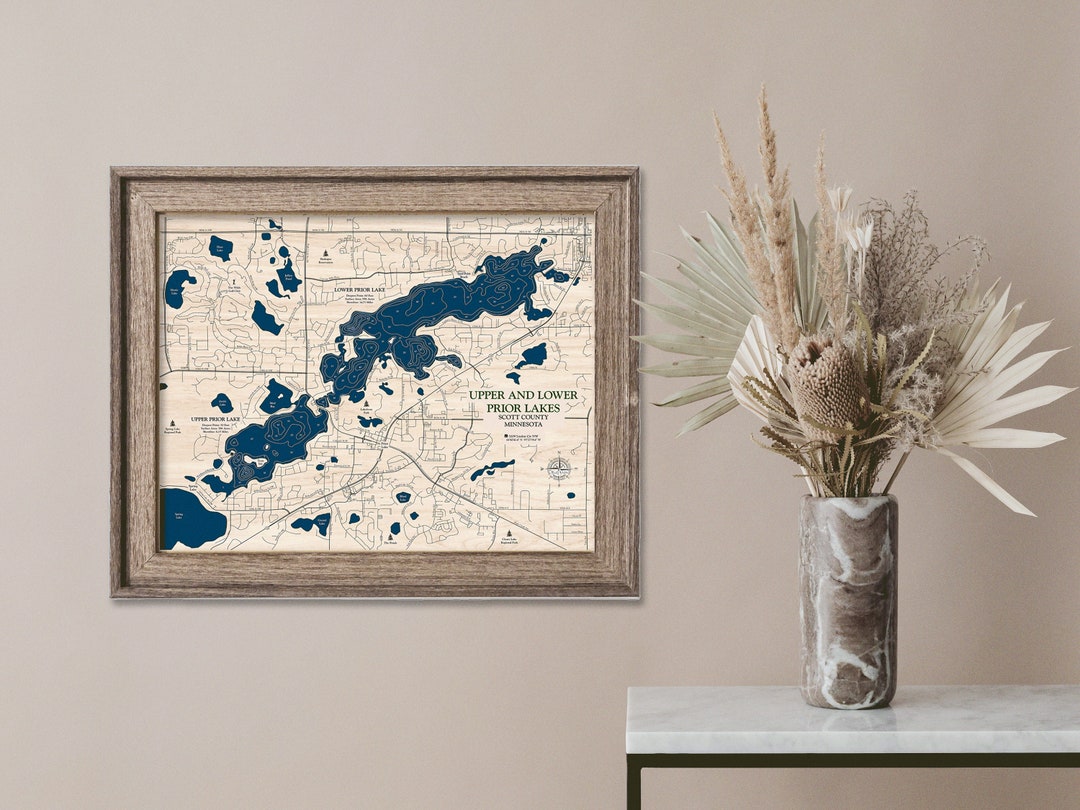 Prior Lakes Map, Wood Lake Map, Custom Lake Map, Custom Lake Sign ...
