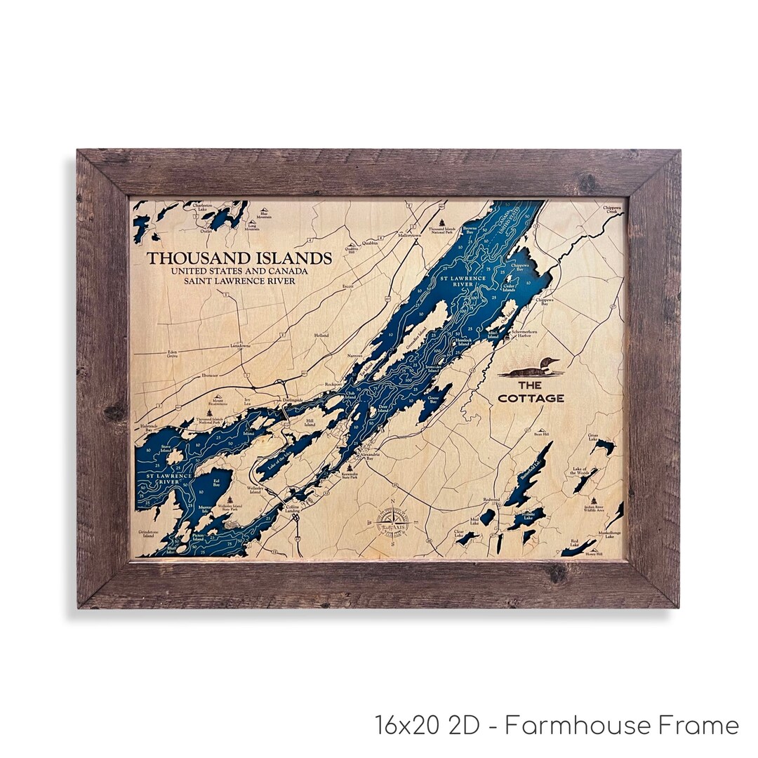 Thousand Islands Map, St Lawrence River, Cabin Decor, Wood Lake Map ...