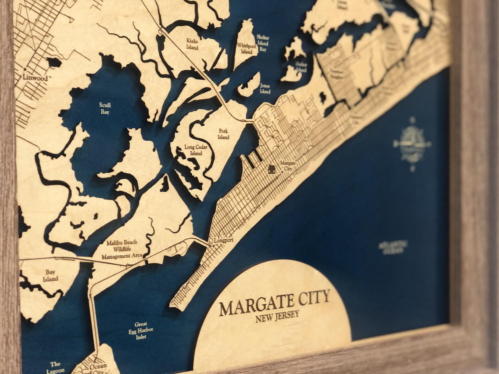 Margate City New Jersey Map Custom Island Sign New Jersey | Etsy