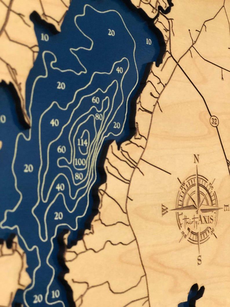 Nancy Lake Map, Custom Wood Map, Custom Lake Art, 3D Wall Art, Contour ...