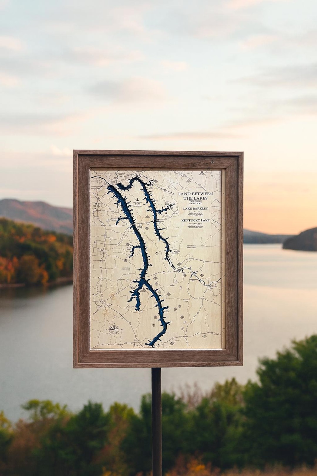 Land Between the Lakes Map, Lake Barkley Map, Kentucky Lake Map, Custom ...