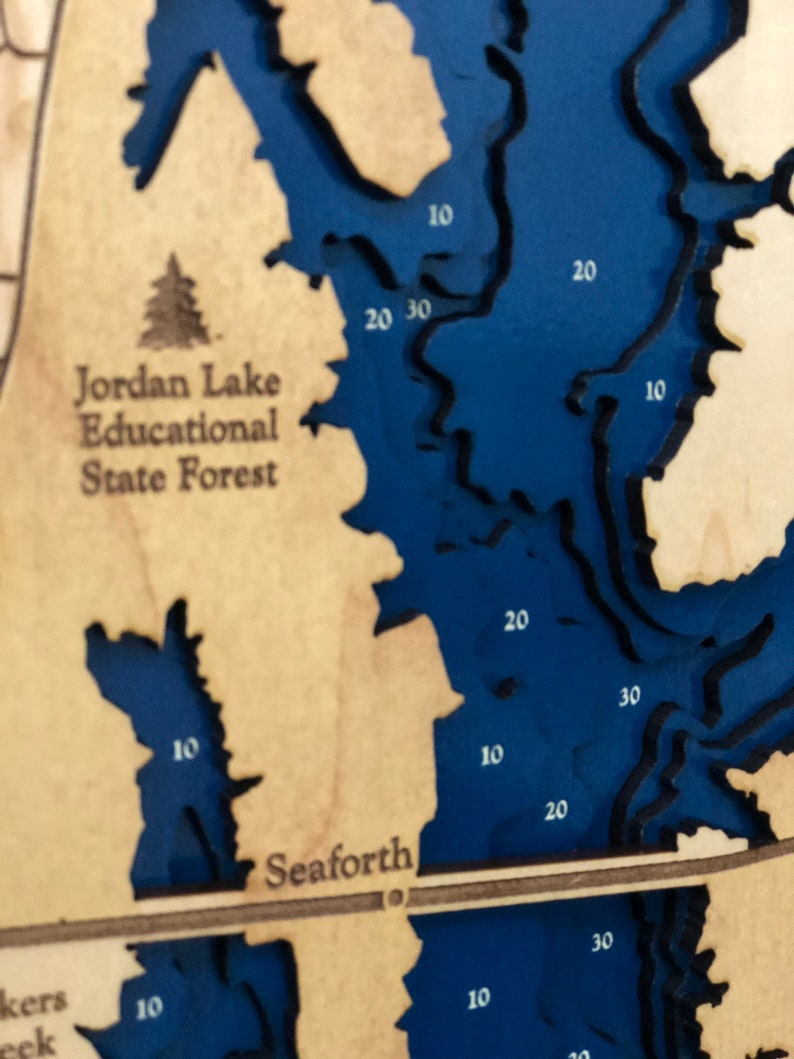 Jordan Lake Map Custom Wood Map Custom Lake Art 3D Wall | Etsy