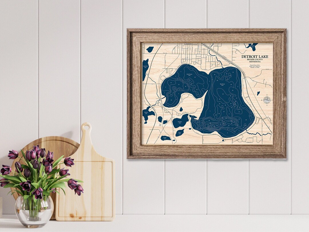Detroit Lake - Custom Wood Map - Art - 3D Wall Art - Contour Map - Lake ...