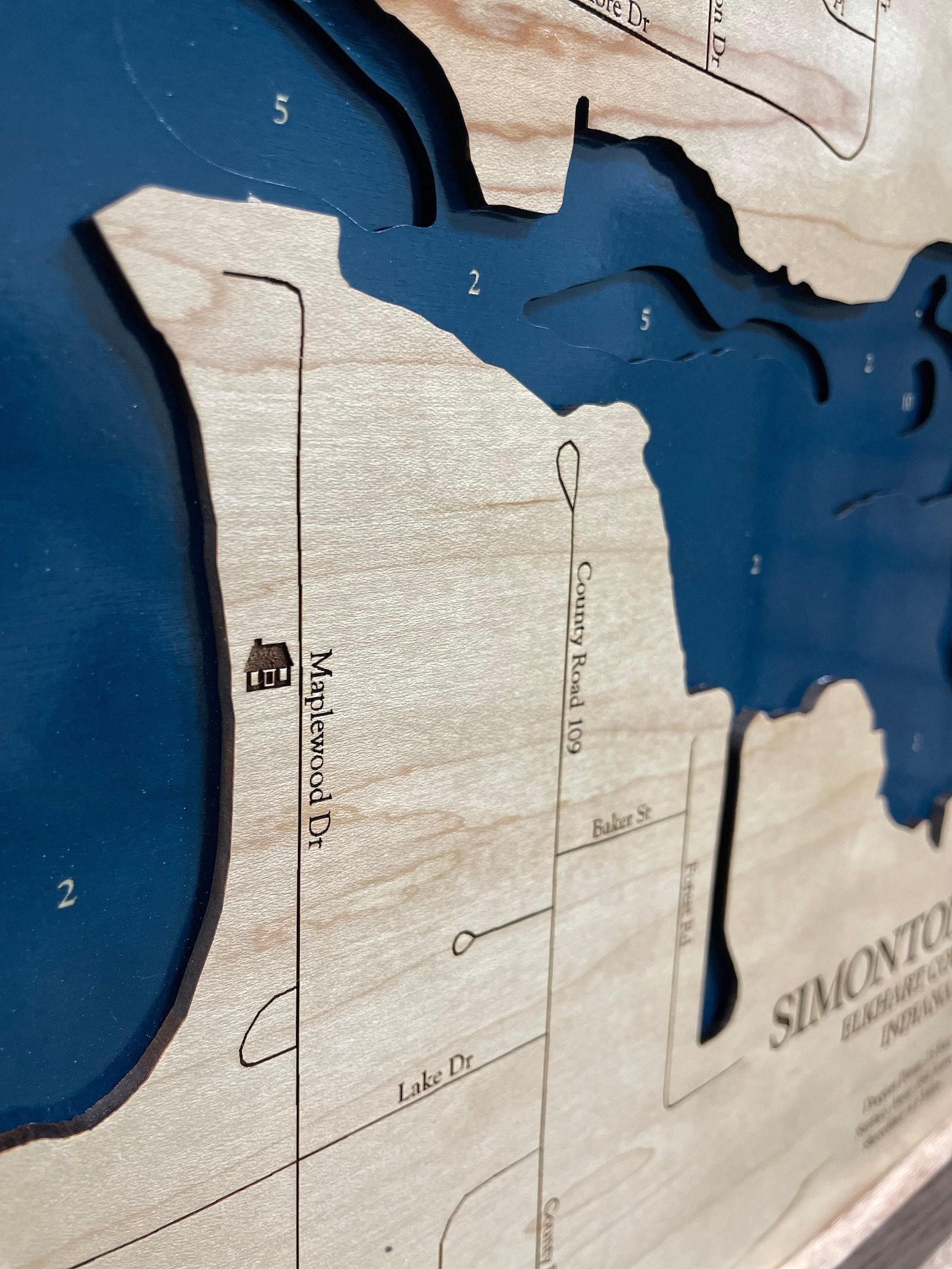 Simonton Lake Map, Wood Lake Map, Custom Lake Map, Custom Lake Sign ...