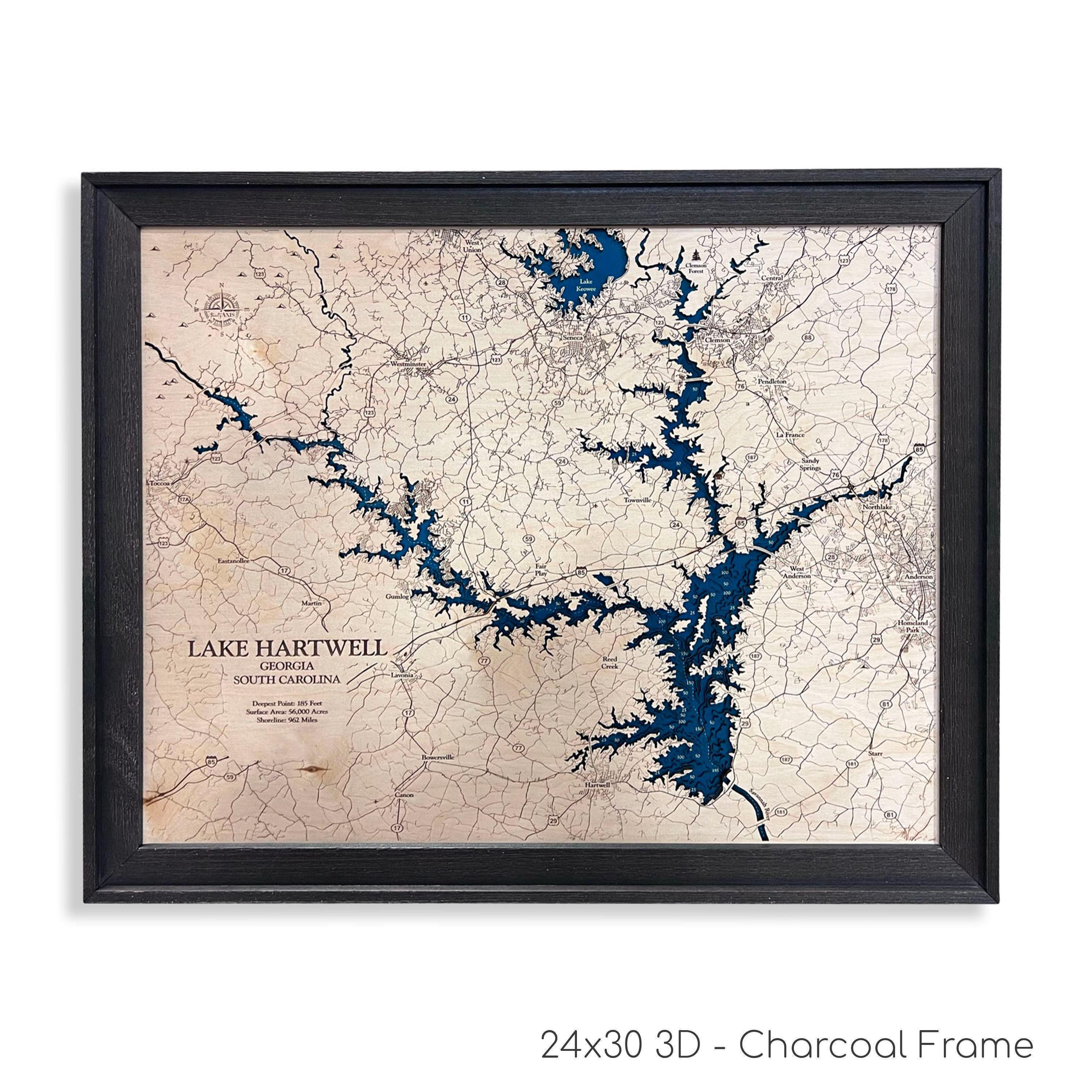 Lake Hartwell Map, Custom Wood Map, Custom Lake Art, 3D Wall Art ...
