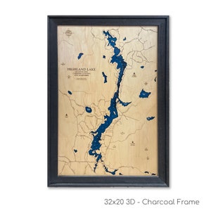 Highland Lake, Custom Wood Map, 3D Wall Art, Contour Map Lake House ...