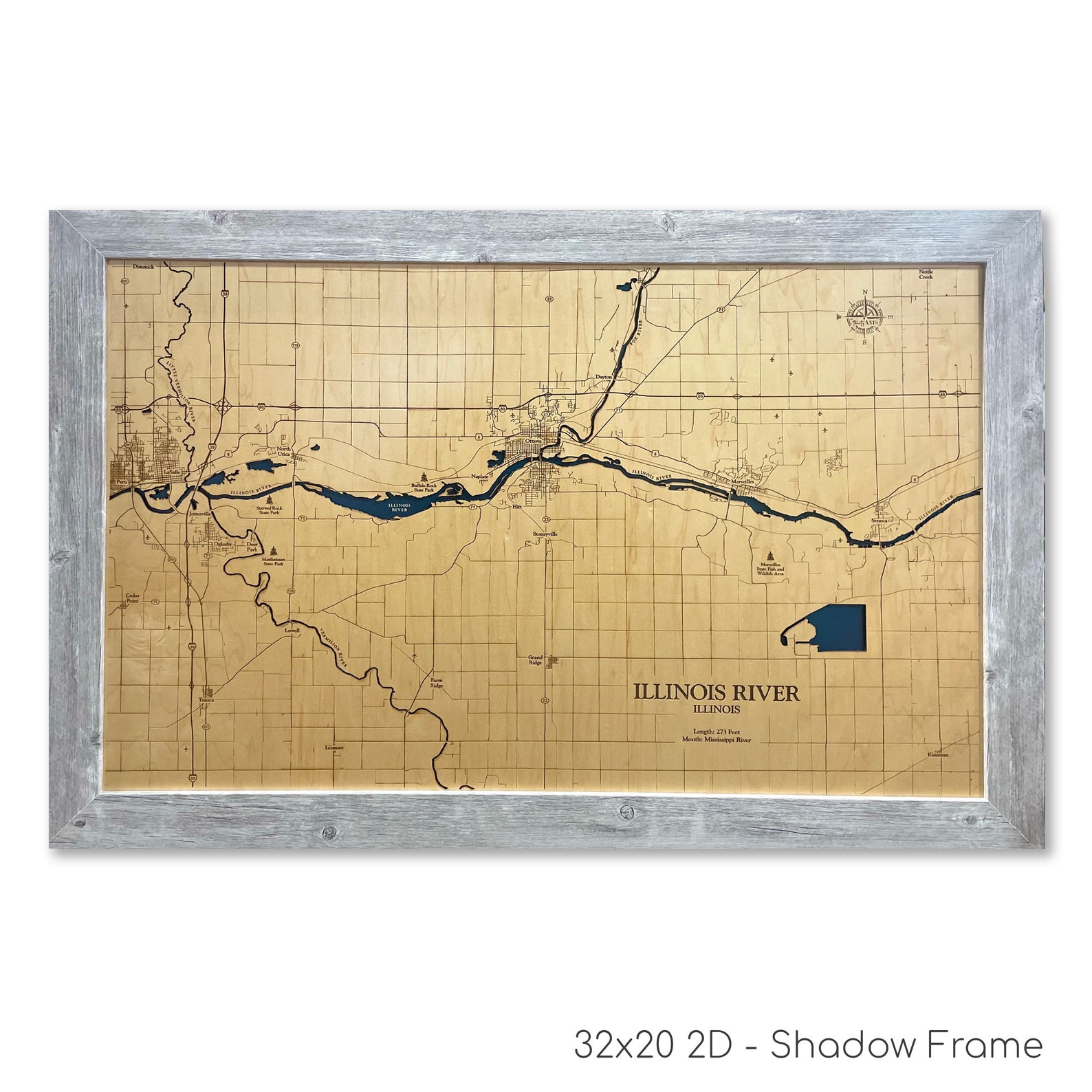 Illinois River Map Custom Wood Map 3D Wall Art Contour Map - Etsy
