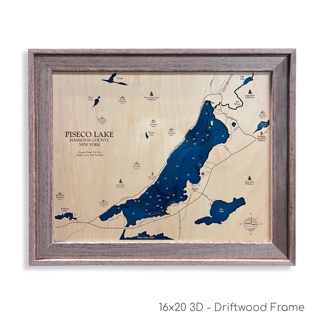 Piseco Lake Map, Piseco Lake, Cabin Decor, Camping Map, Wood Lake Map ...