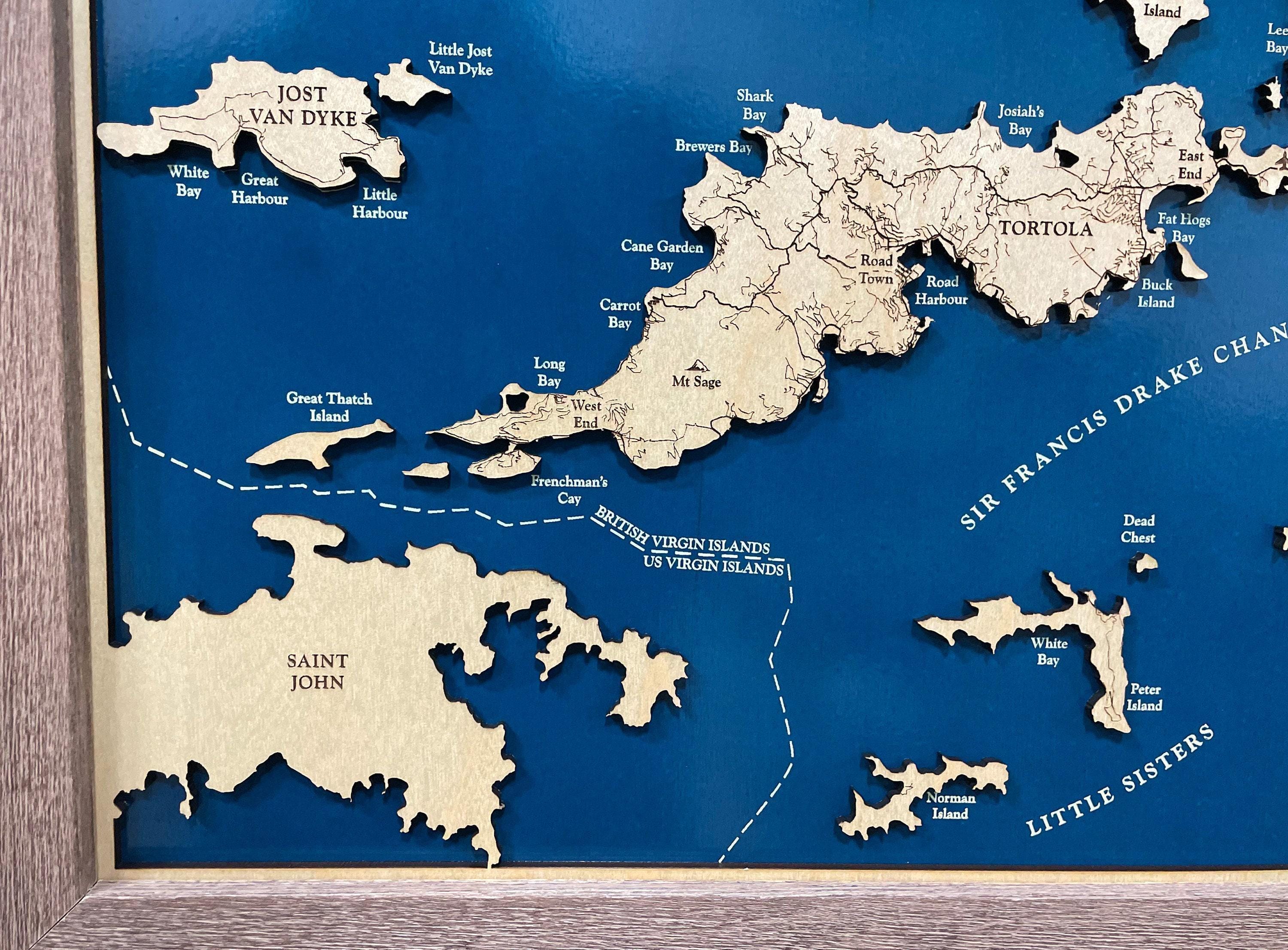 British Virgin Islands Map, BVI Map, Tortola Map, Anegada Map, Custom ...