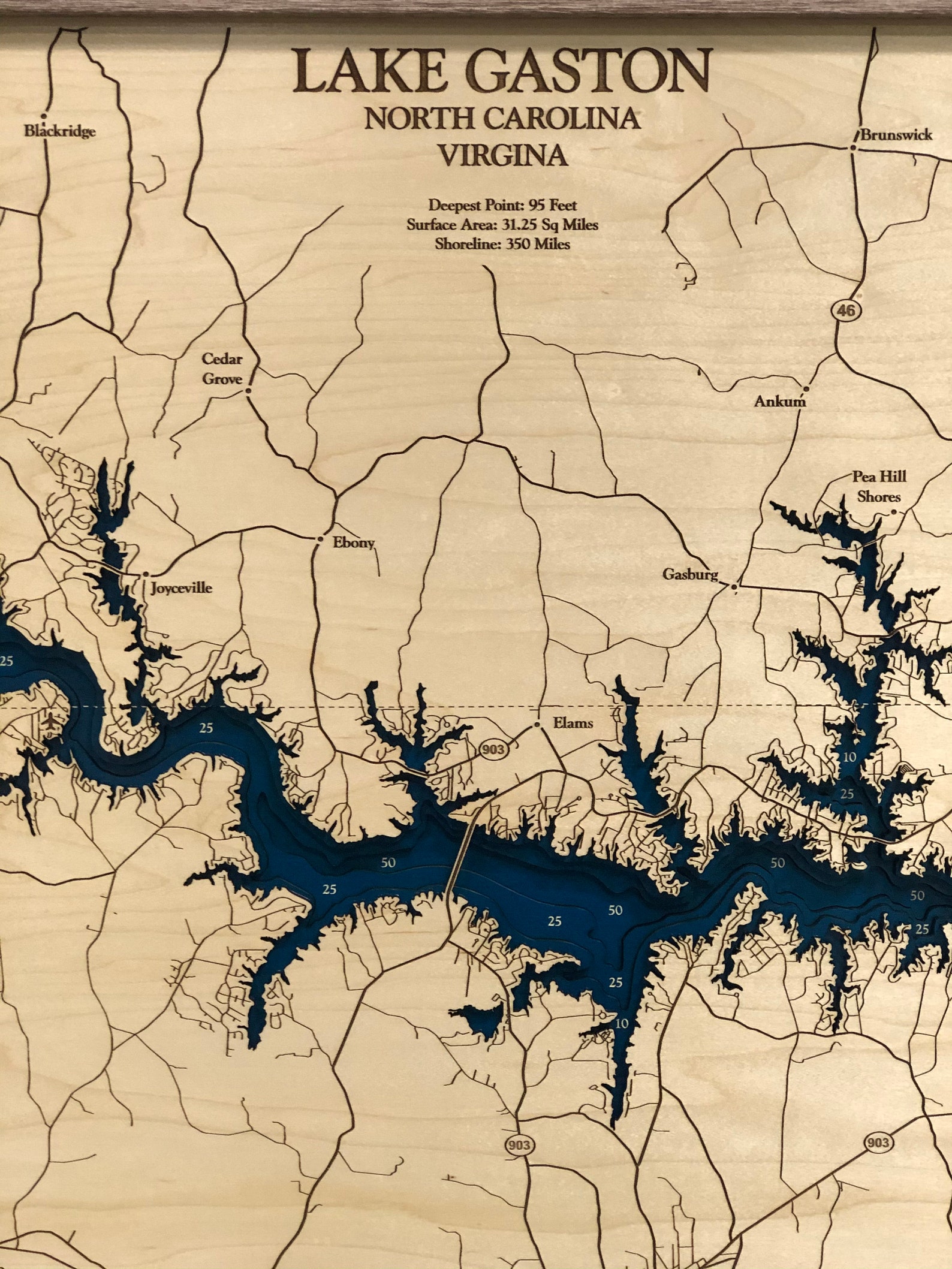Lake Gaston Custom Wood Map 3D Wall Art Contour Map Lake | Etsy