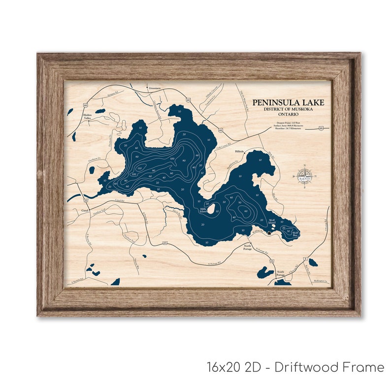 Peninsula Lake Map Wood Lake Map Custom Lake Map Custom - Etsy