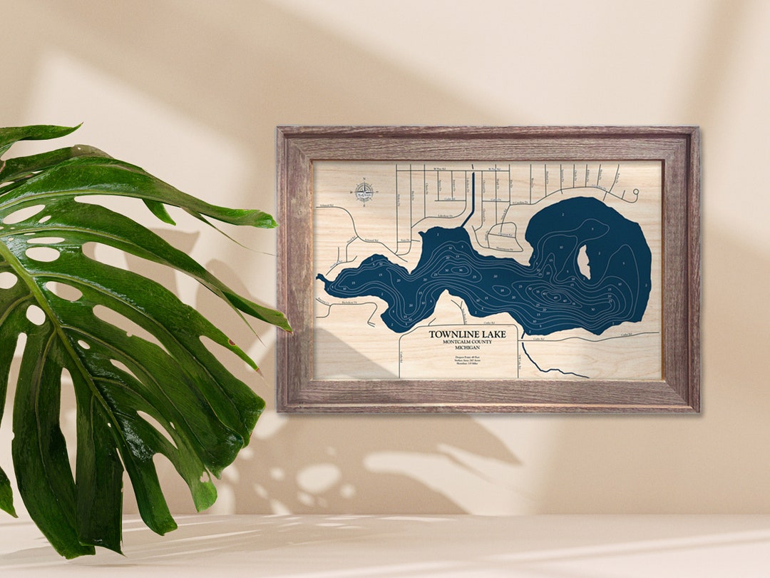 Townline Lake Map, Lake Map, Custom Lake Map, Wood Lake Map, 3D Wall ...