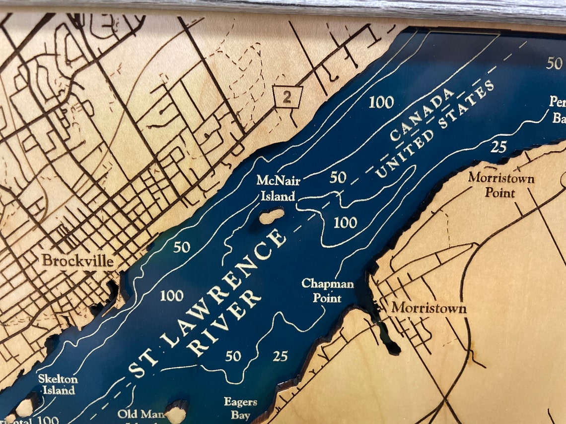 St Lawrence River Map Custom Wood Map 3D Wall Art Contour - Etsy