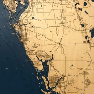 Southwest Florida Map Tampa Bay Custom Wood Map Naples | Etsy