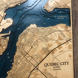 Quebec City Map, St Lawrence River Map, Custom Wood Map, 3D Wall Art ...
