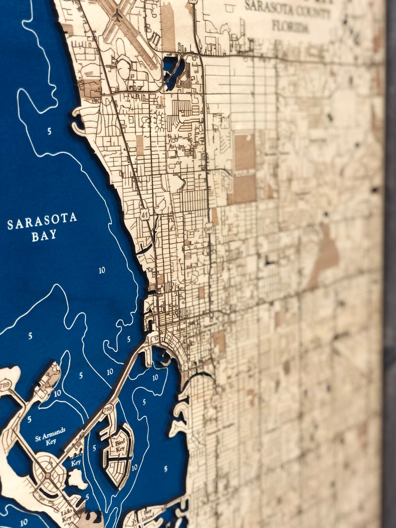 Sarasota Map Lido Key Map Custom Wood Map 3D Wall Art - Etsy
