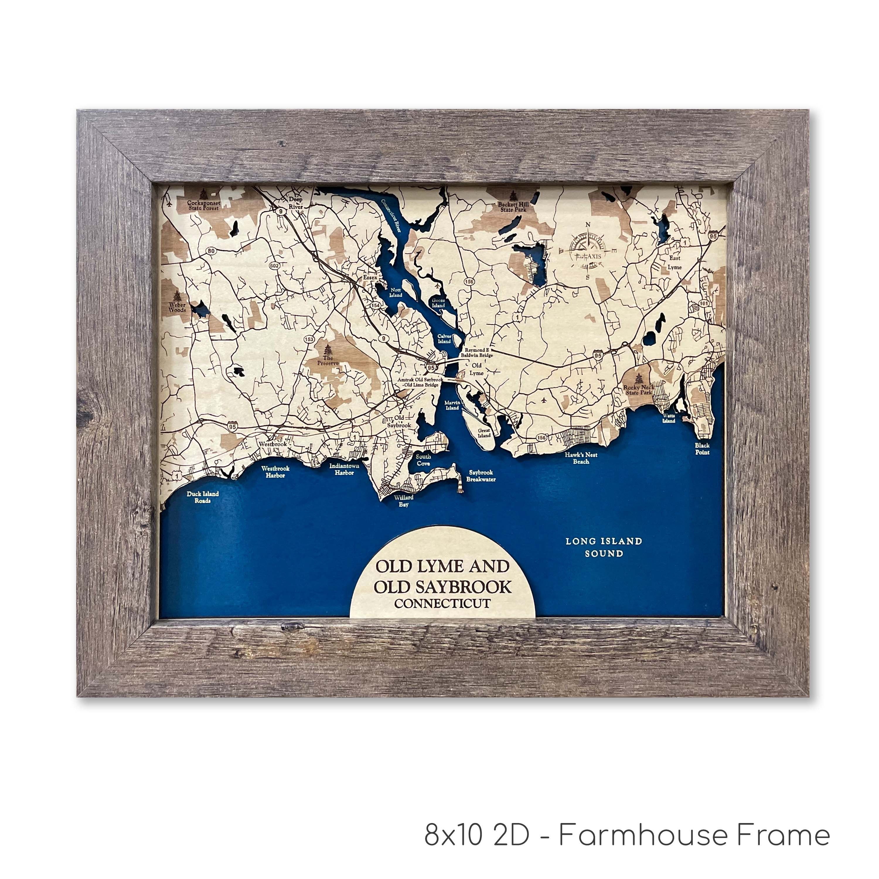 Old Lyme Map Old Saybrook Map Connecticut Map Long Island - Etsy