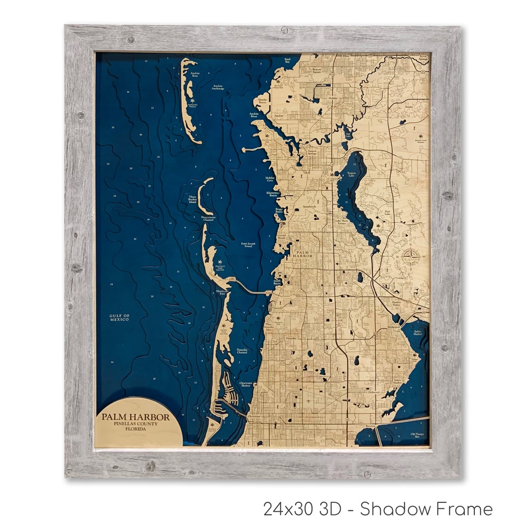 Palm Harbor Map, Clearwater Map, Florida Map, Custom Wood Map, Custom ...