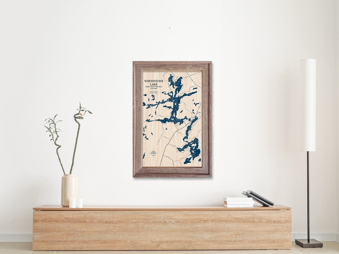 Whitestone Lake Map, Lake Map, Custom Lake Map, Wood Lake Map, 3D Wall ...