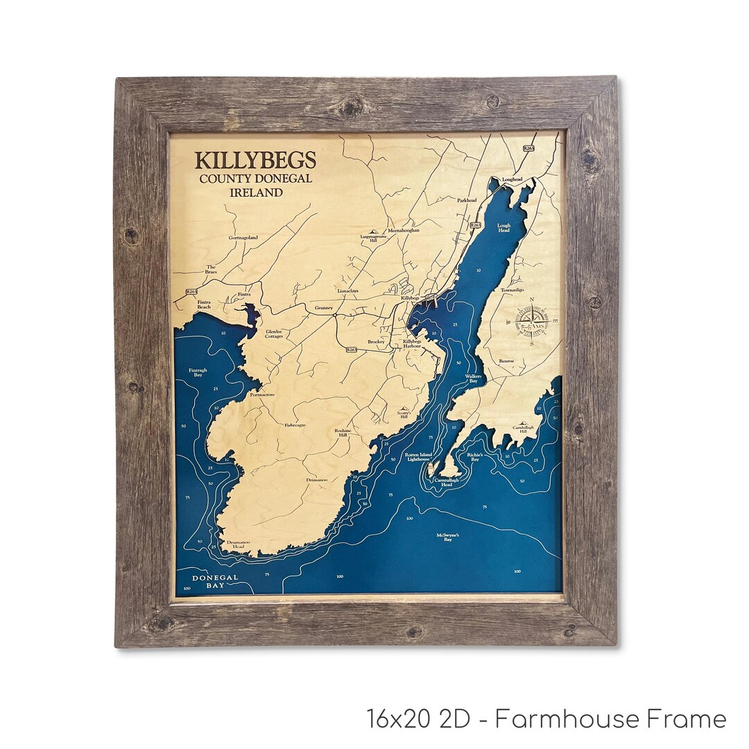 Killybegs Map, Ireland Map, Custom Wood Map, 3D Wood Map, Custom Coast ...