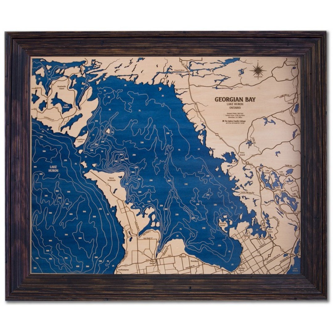 Great Lakes Wood Depth Contour Map - Custom Wood Map - 3D Wall Art ...