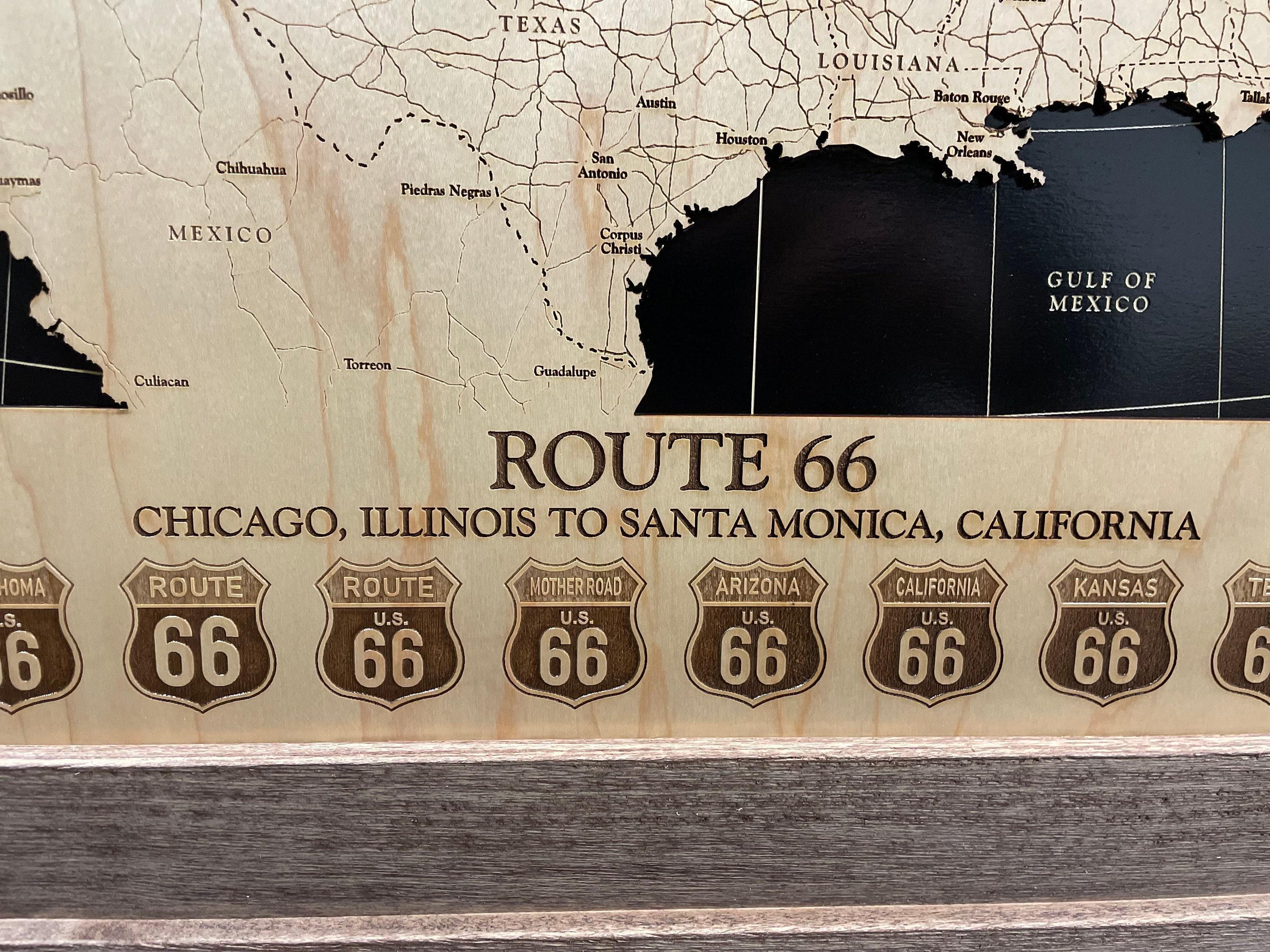 Route 66 Wood Map: Engraved USA Road Trip Décor - Etsy