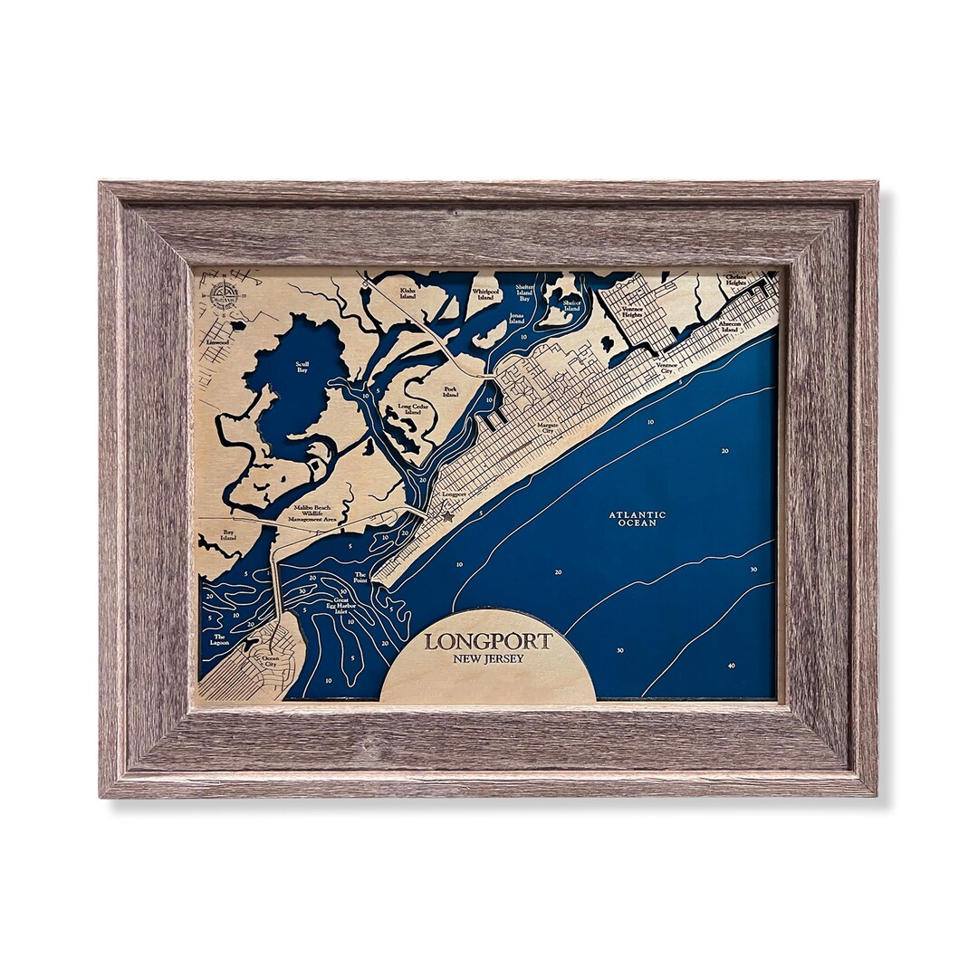 Longport Map, New Jersey Map, Travel Gift, Honeymoon Map, Travel Map ...