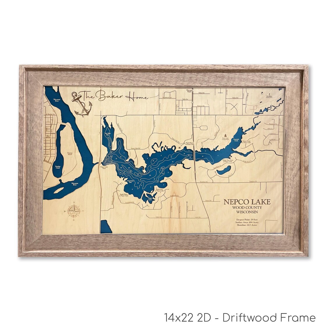 Nepco Lake Map, Nepco Lake, Wood Lake Map, Custom Lake Map, Custom Lake ...