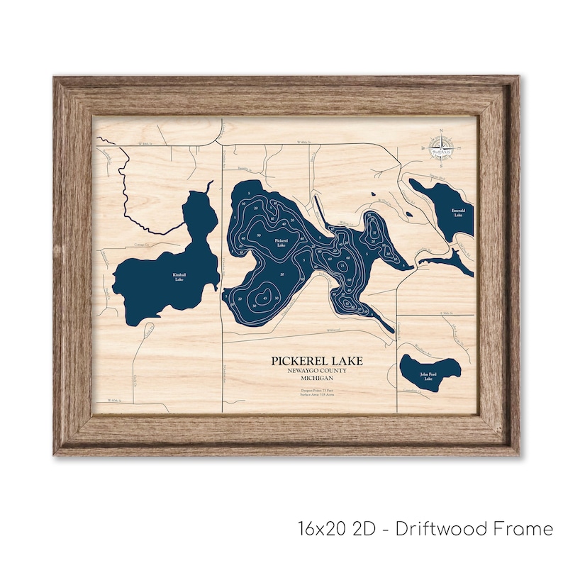 Pickerel Lake Map Wood Lake Map Custom Lake Map Custom Lake - Etsy