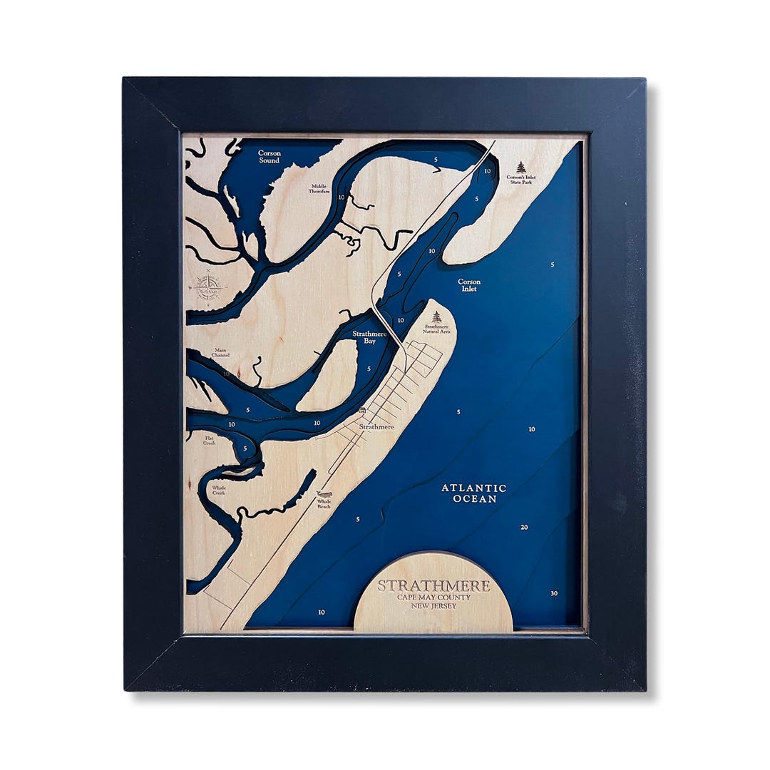 Strathmere Map, New Jersey Map, Travel Gift, Honeymoon Map, Travel Map ...