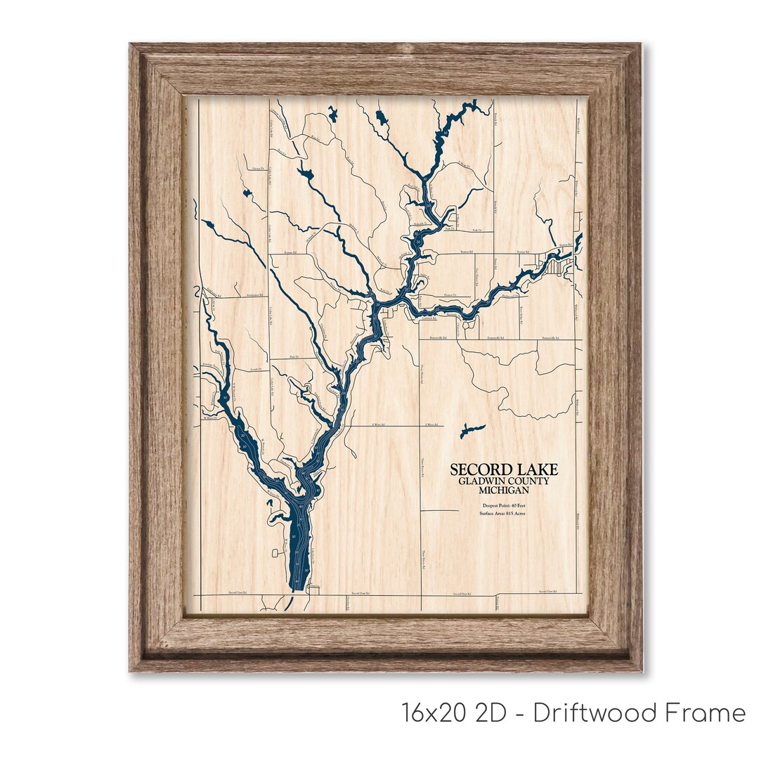 Secord Lake Map Wood Lake Map Custom Lake Map Custom Lake - Etsy