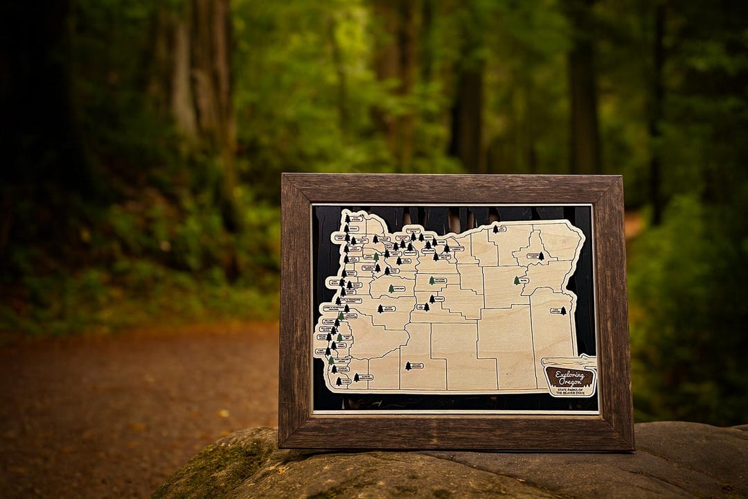 Oregon State Park Wood Map - Custom Engraved Travel Wall Art - Etsy