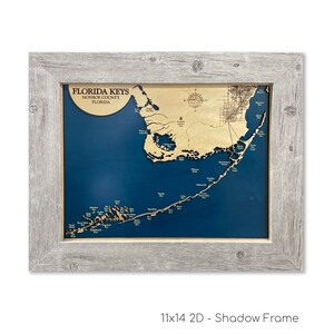 Florida Keys Map Custom Wood Map Florida Map 3D Wall Art Contour Map ...
