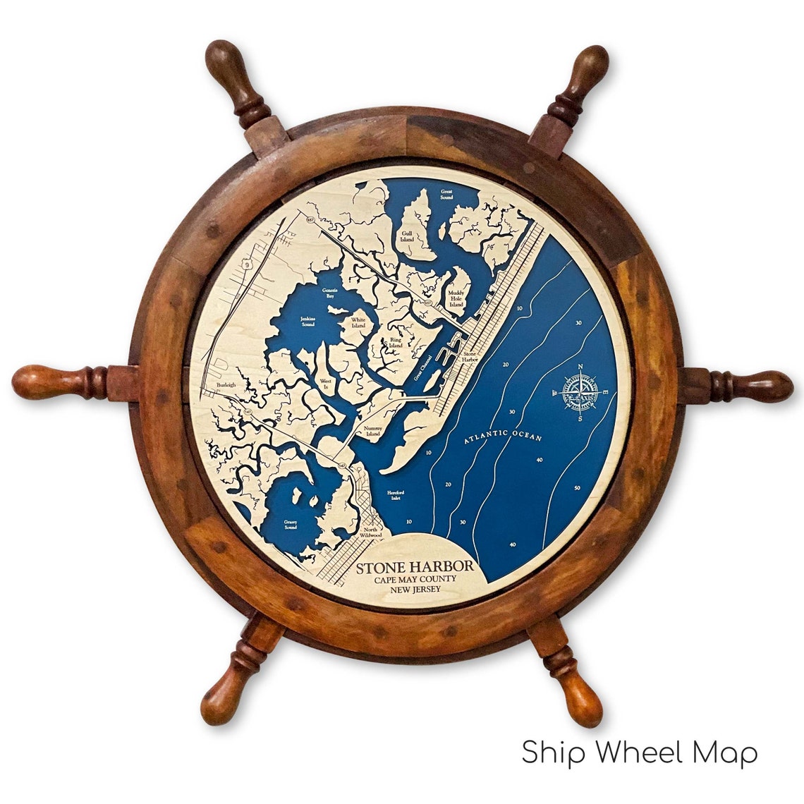 Stone Harbor NJ Map Custom Island Sign New Jersey Map NJ - Etsy