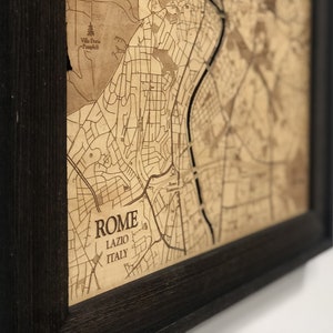 Rome Map, Roma Map, Custom Wood Map, Italy Map, 3D Wall Art, Contour ...