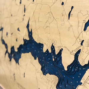 Lake Wallenpaupack, Custom Wood Map, 3D Wall Art, Contour Map Lake ...