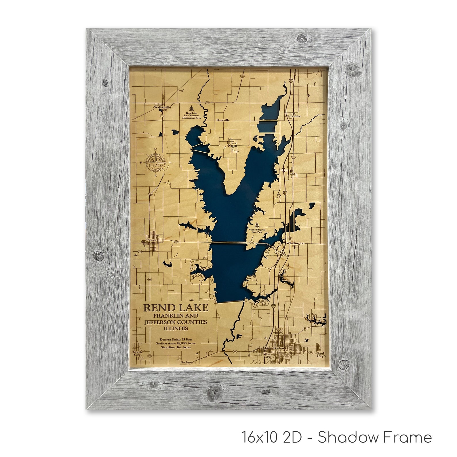 Rend Lake Rend Lake Map Illinois Map Wood Lake Map Custom - Etsy