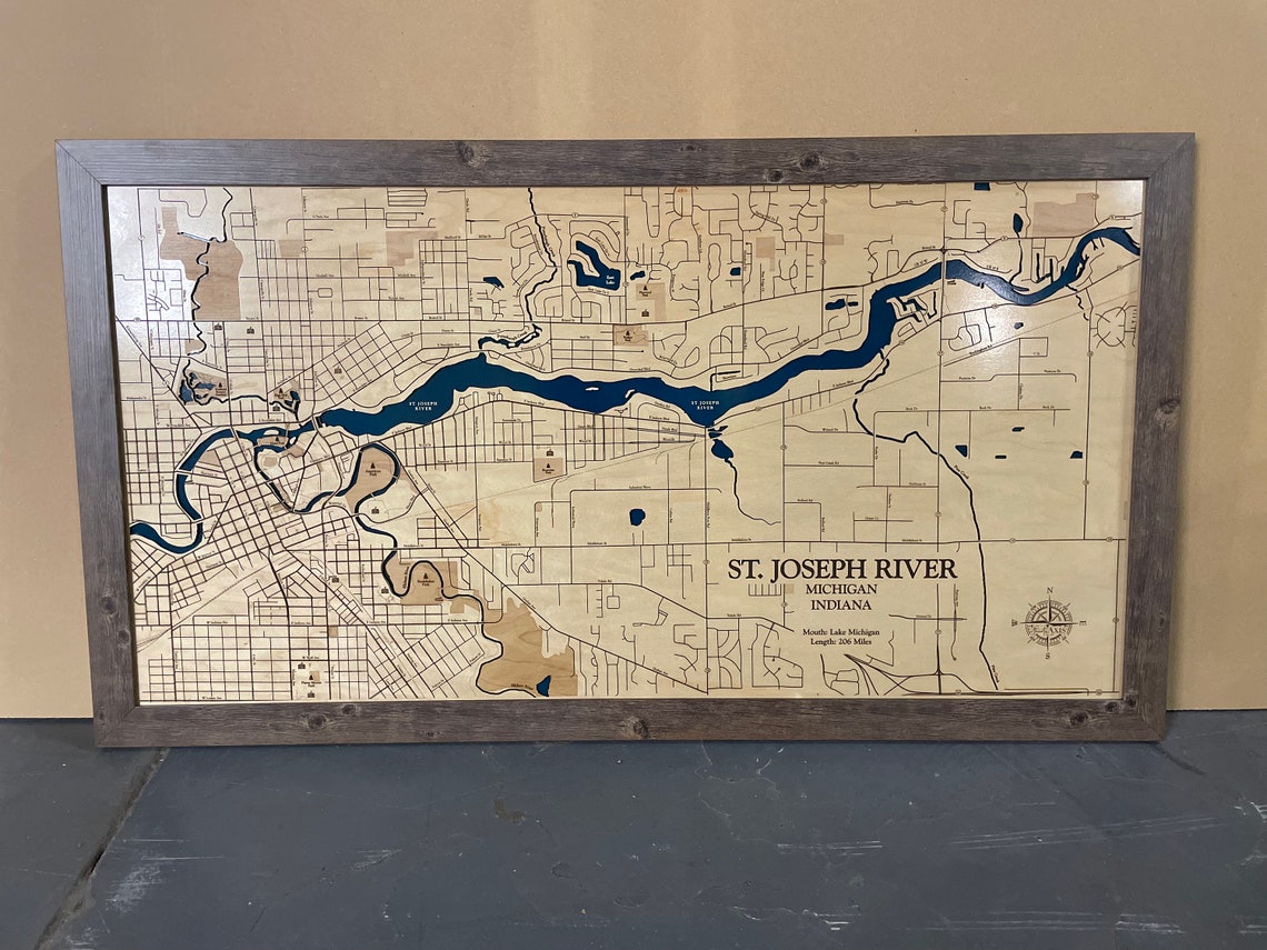 Upper St. Joe River Map Custom Wood Map 3D Wall Art Contour | Etsy