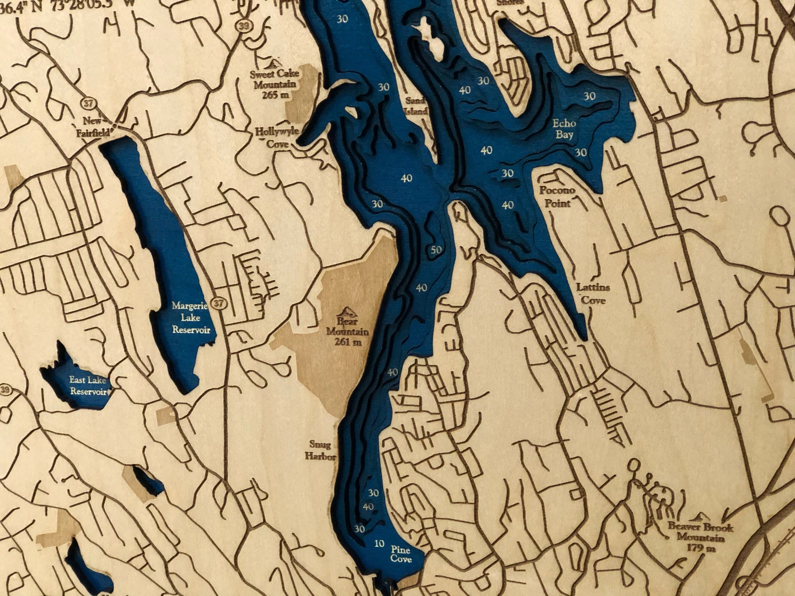 Candlewood Lake Custom Wood Map 3D Wall Art Contour Map - Etsy