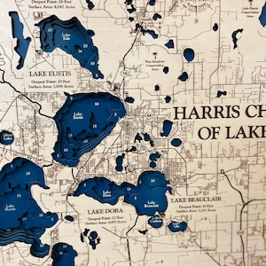 Harris Chain Map Lake Apopka Map Lake Eustis Map Lake - Etsy