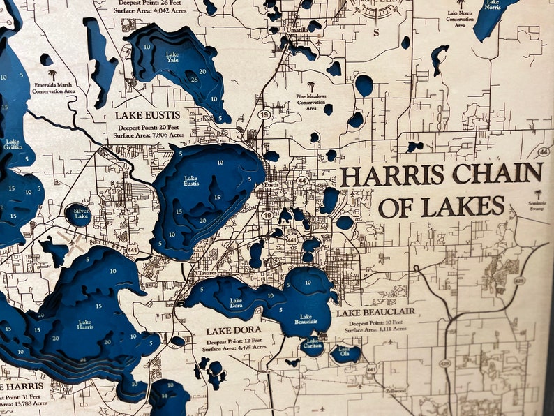 Harris Chain Map Lake Apopka Map Lake Eustis Map Lake - Etsy