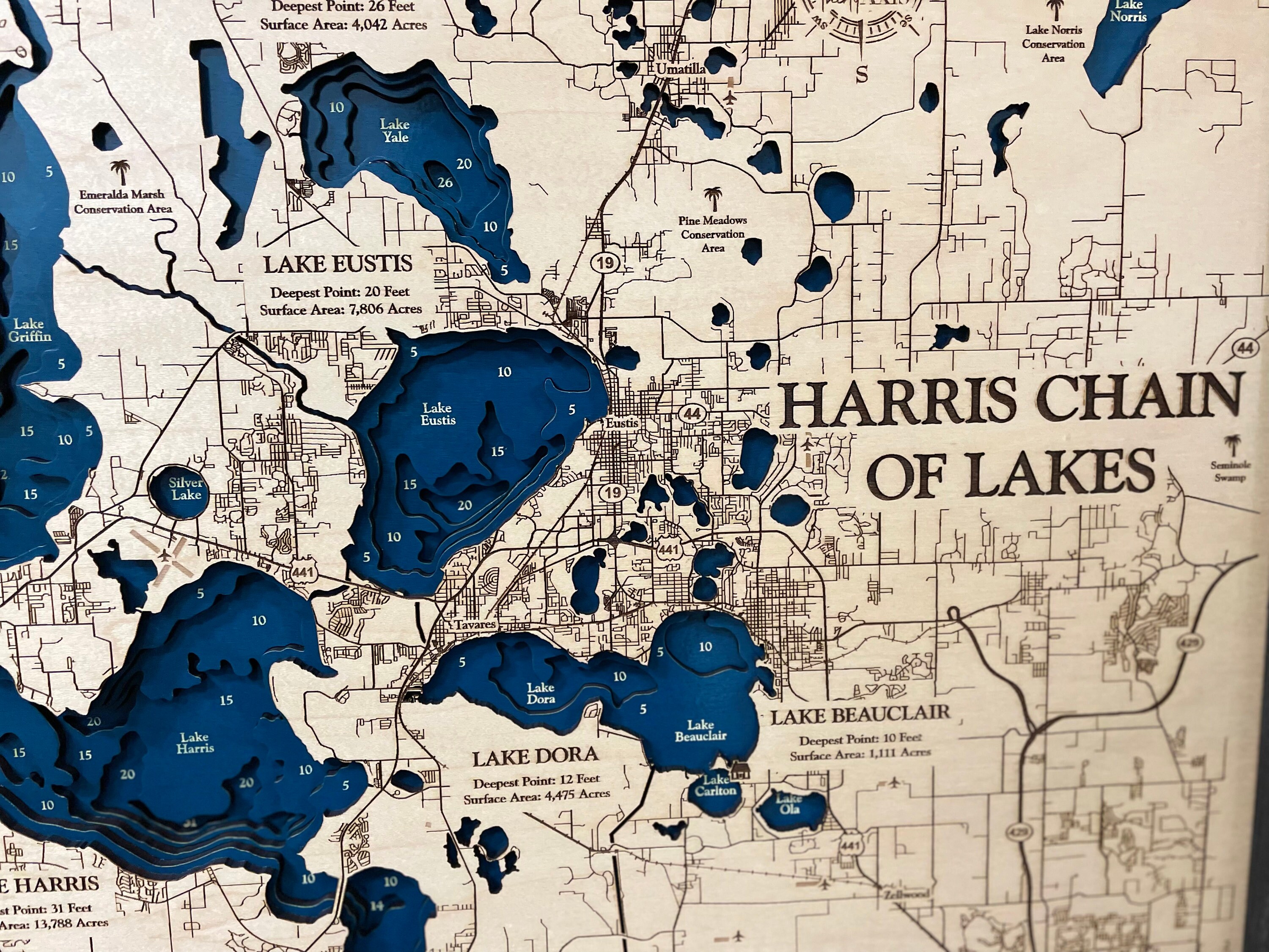 Harris Chain Map Lake Apopka Map Lake Eustis Map Lake | Etsy