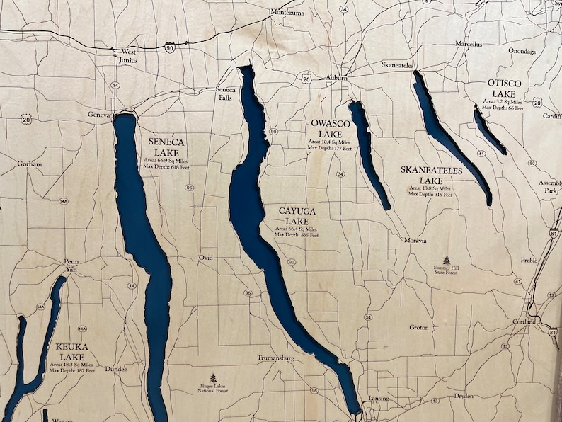 Finger Lakes Map Upstate New York Map Canandaigua Map - Etsy