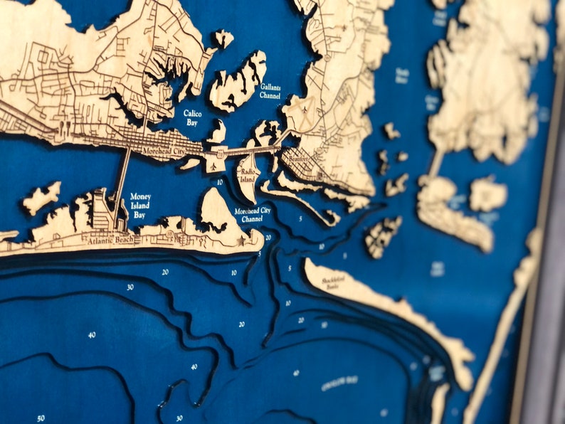 Crystal Coast Map Emerald Isle Map Beaufort Map Atlantic - Etsy