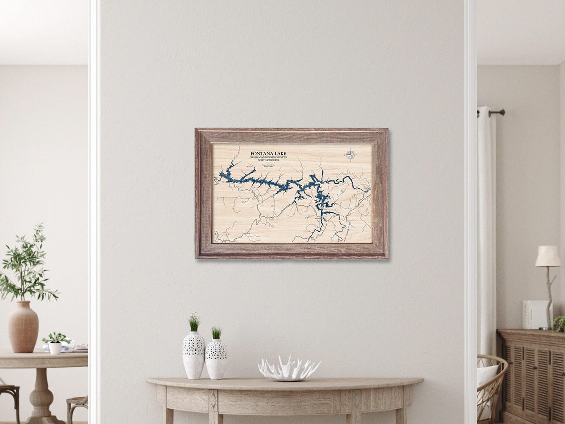 Fontana Lake Map, Wood Lake Map, Custom Lake Map, Custom Lake Sign ...