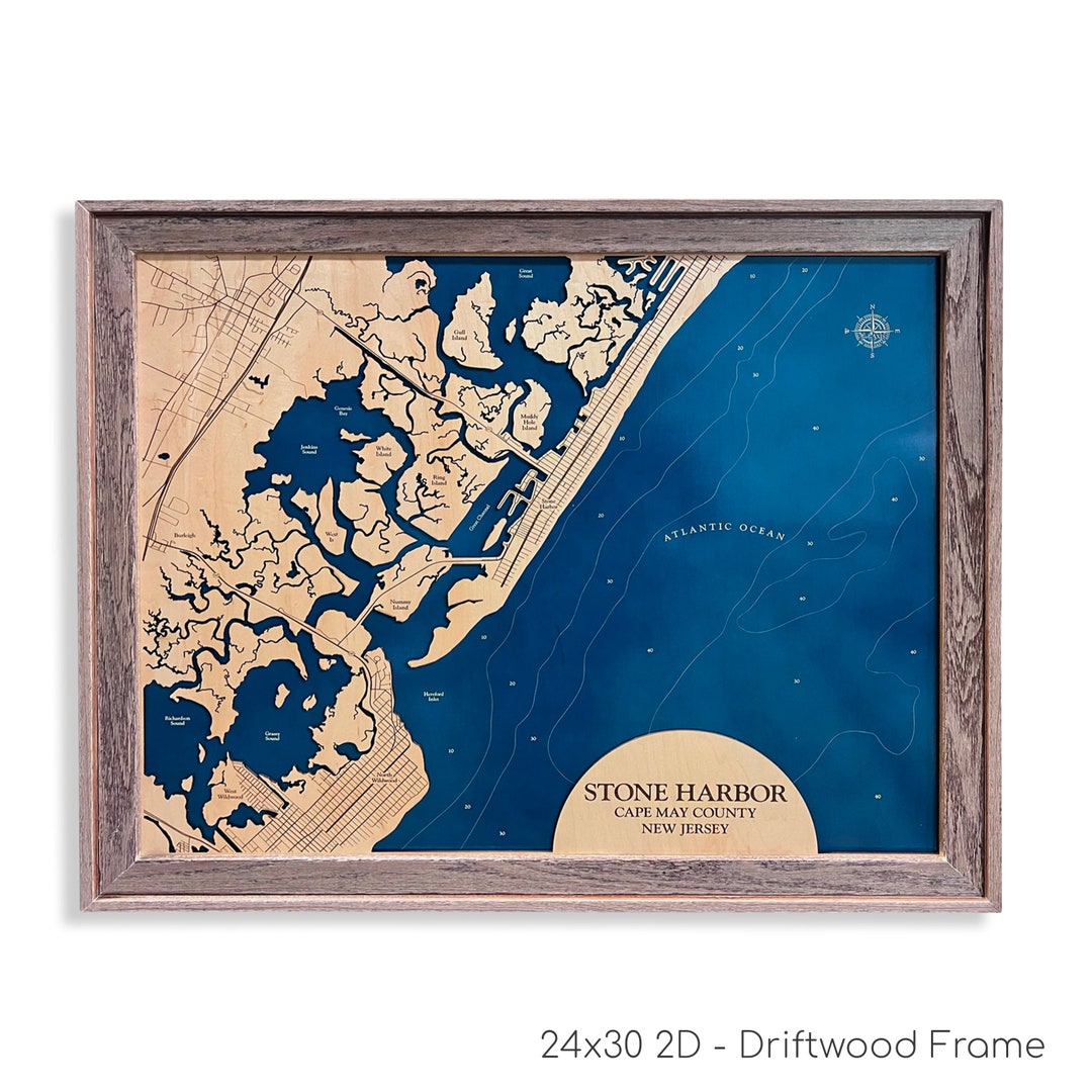 Stone Harbor NJ Map, Custom Island Sign, New Jersey Map, NJ Map, Beach ...